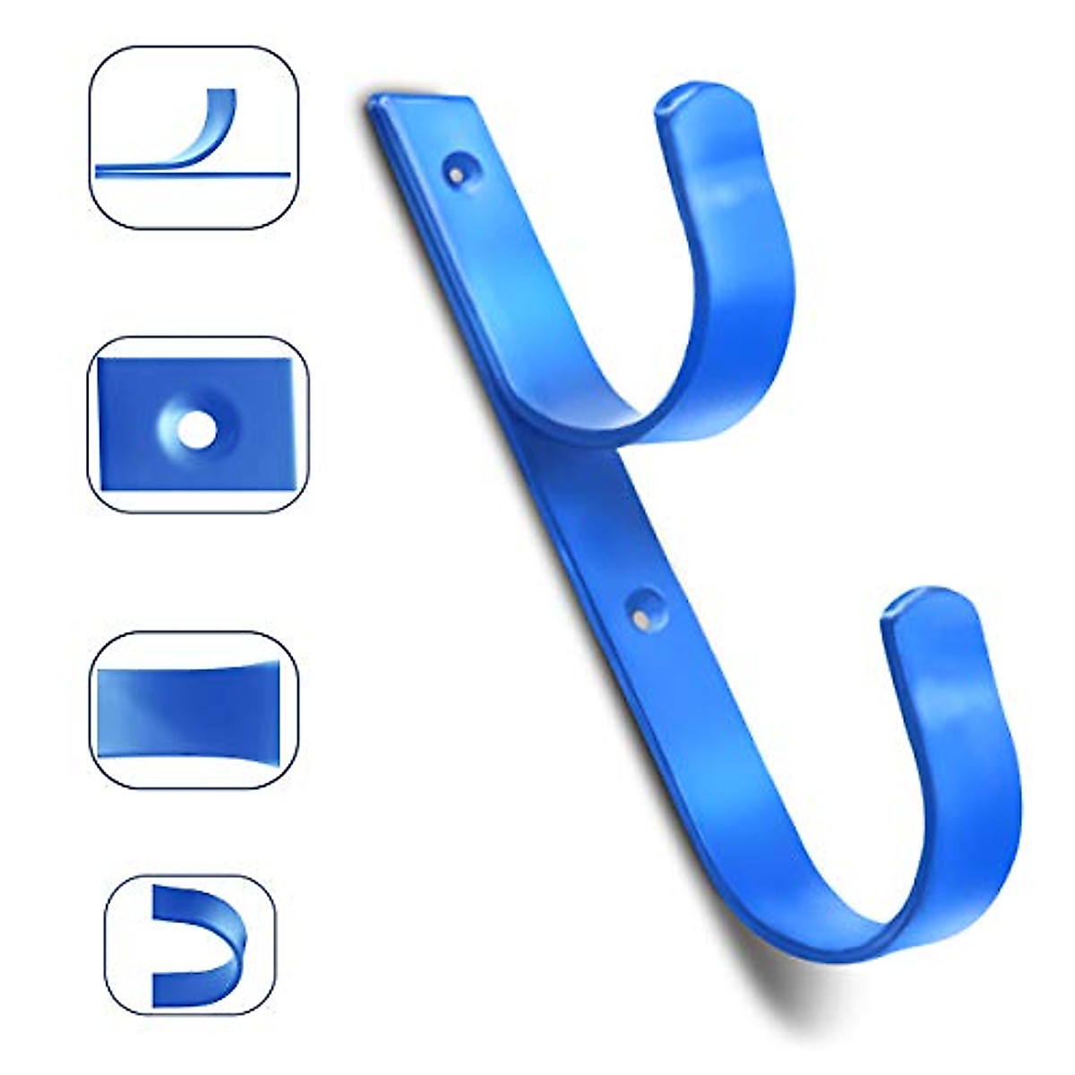 4 PCS Set Wide Pool Pole Hangers Heavy Duty Blue Aluminium Holder Hooks with Screws Perfect Hook Holders for Swimming Pool,Telescopic Poles,Skimmers,Nets Brushes,Vacuum Hose,Garden Equipment Etc