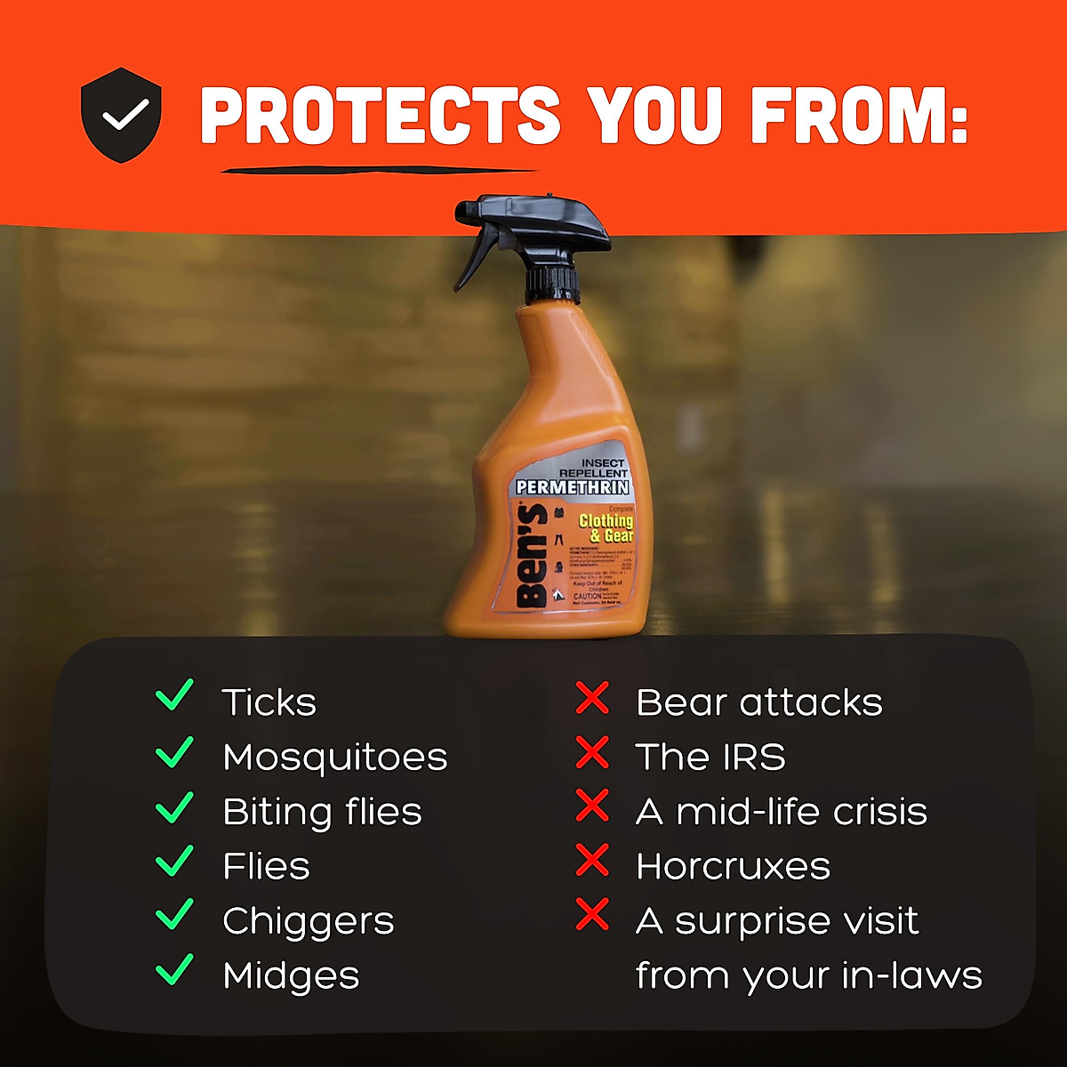 Ben's Clothing & Gear Insect Repellent - Long-Lasting Insect Protection Spray for Clothes & Gear - Contains Permethrin & Lasts Up to 6 Weeks - 24 fl oz