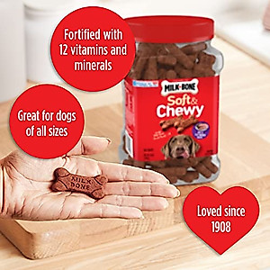 Milk-Bone Soft & Chewy Dog Treats, Beef & Filet Mignon Recipe, 25 Ounce