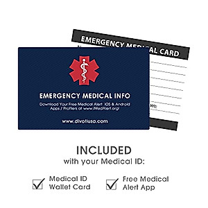 Divoti Custom Engraved Classic Medical Alert ID Bracelets for Women, w/Anchor Chain – Red/8.0"