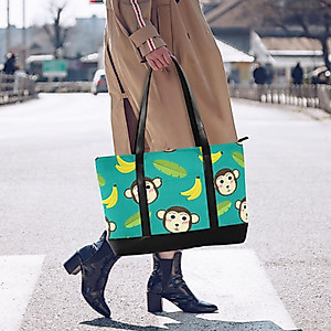 Monkey Laptop Tote Bag for Women Work Travel Bag Canvas Teacher Tote Bags Handbags Purse with Zipper