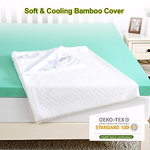 IDEALHOUSE 2024 New Mattress Topper Full, 2 Inch Memory Foam Mattress Topper, Mattress Pad with Zippered Bamboo Cover, CertiPUR-US Certified (Full, 2 Inch)