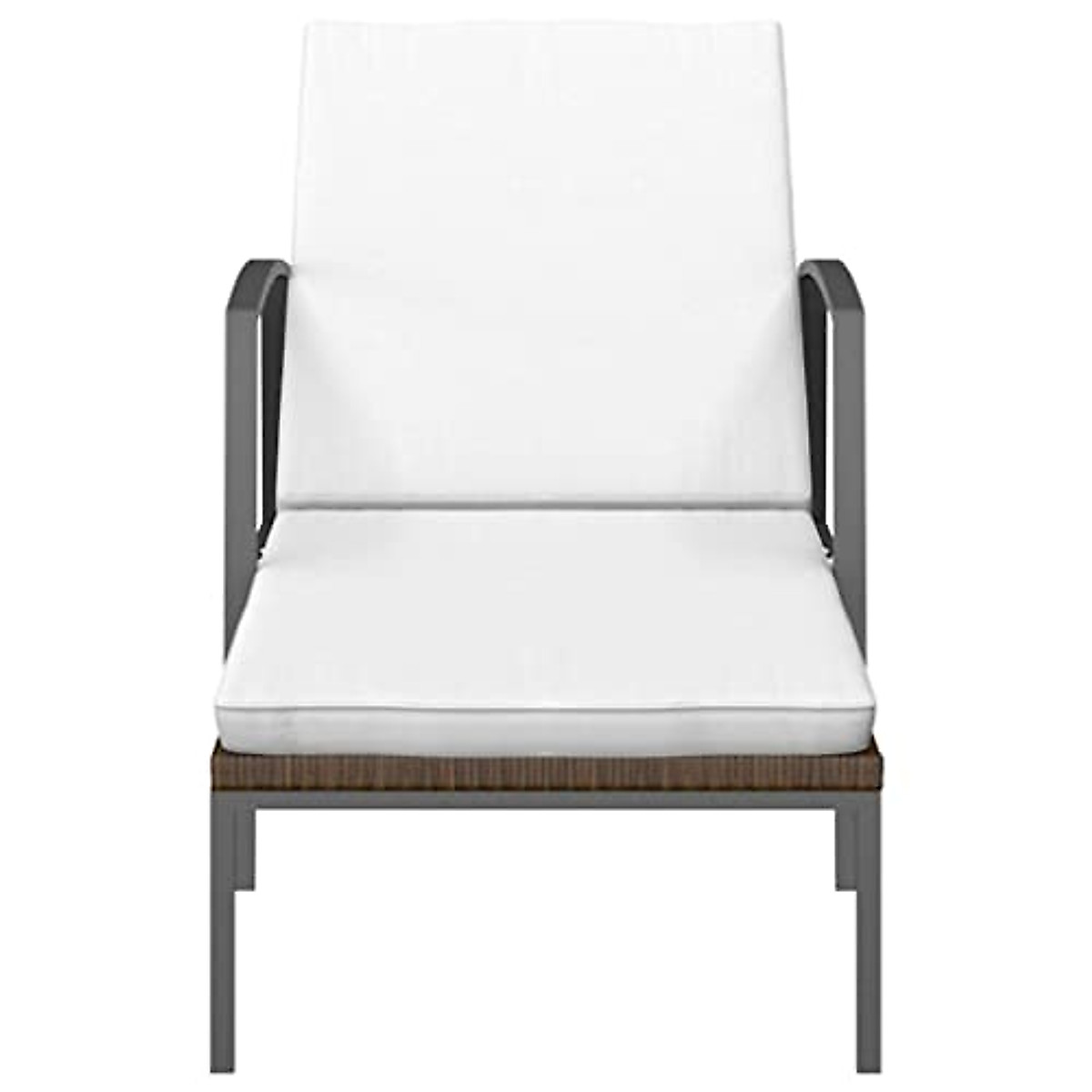 Natulvd 2 Pcs Outdoor Patio Chaise Lounge with Table and Cushion for Porch Garden, Sun Lounger with Armrests & 4 Positions for Balcony Beach Yard - Brown