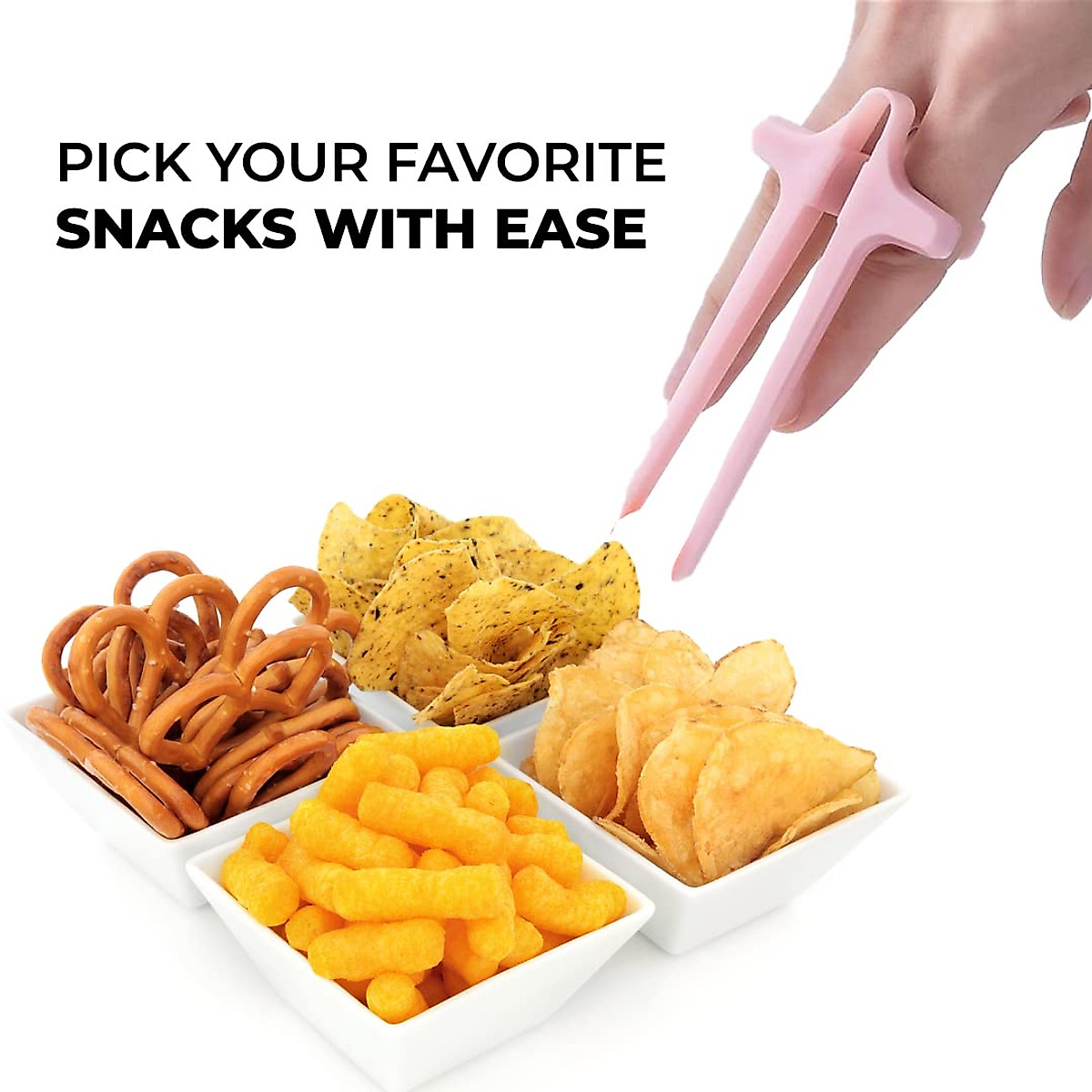 4pcs Finger Chopsticks for Snacking, Multicolor Reusable Gamer Chopsticks, Snack Tongs, Chip Grabber for The Ultimate Gaming Experience, Perfect Snack Chopsticks - The Christmas Gift