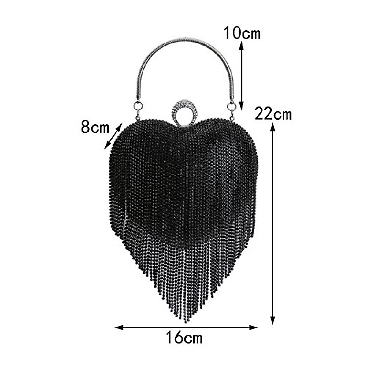 Flada Rhinestone Handbag for Women Dazzling Heart Shaped Cluth Purse and Evening Bag, Blue, Medium