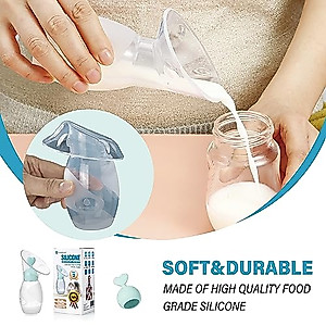 Amplim Gen-2 Silicone Breast Milk Collector | 1-Pack Food Grade Travel Manual Breast Pump with Breastfeeding Milk Saver Stopper | FSA HSA Eligible, BPA PVC Lead and Phthalate Free | 4oz/100ml Blue
