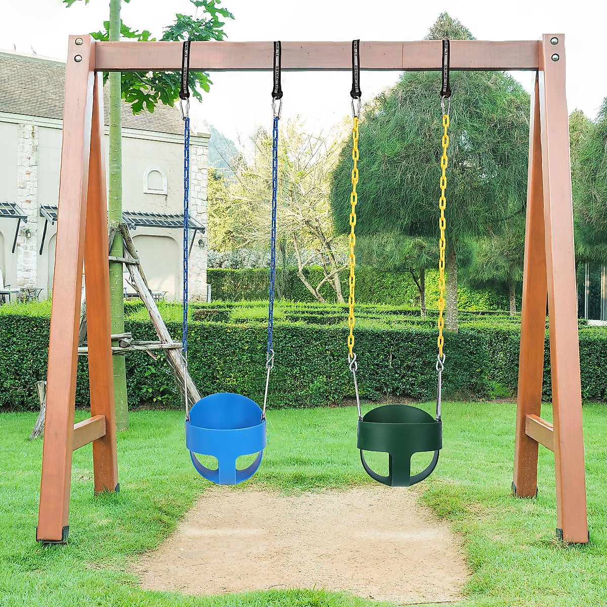 RedSwing Heavy-Duty High Back Half Bucket Toddler Swing Seat with Coated Swing Chains and Safety Strap