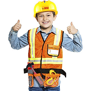Construction Worker Costume Kids Role Play Dress up Set for 3 4 5 6 Years Toddlers Girls Boys Toys