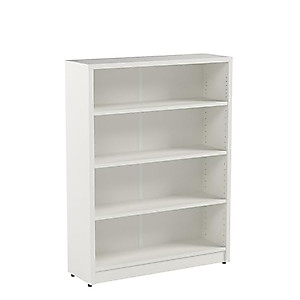 Wood Bookcase 4-Shelf Freestanding Display Wooden Bookshelf for Home Office School (11.6" D*33" W*48" H,White)