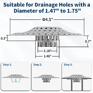 Dagoodia Shower Drain Hair Catcher, 3 PCS Silicone Collapsible Bathtub Drain Hair Catcher & Protector Tub Drain Hair Trap/Strainer Desiged for 1.47" to 1.75'' Regular Drains