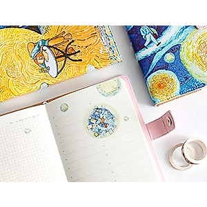 Van Gogh Notebook with Undated Calendar for 12 months, Kawaii Planner, Cute Notebook, Colorful Journals for Women, Premium Quality Paper, A5