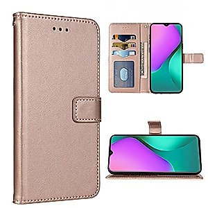 FDCWTSH Compatible with Infinix Smart 5 Wallet Case Wrist Strap Lanyard and Leather Flip Card Holder Stand Cell Accessories Mobile Folio Phone Cover for Infinix Smart 5 2020 Women Men Rose Gold
