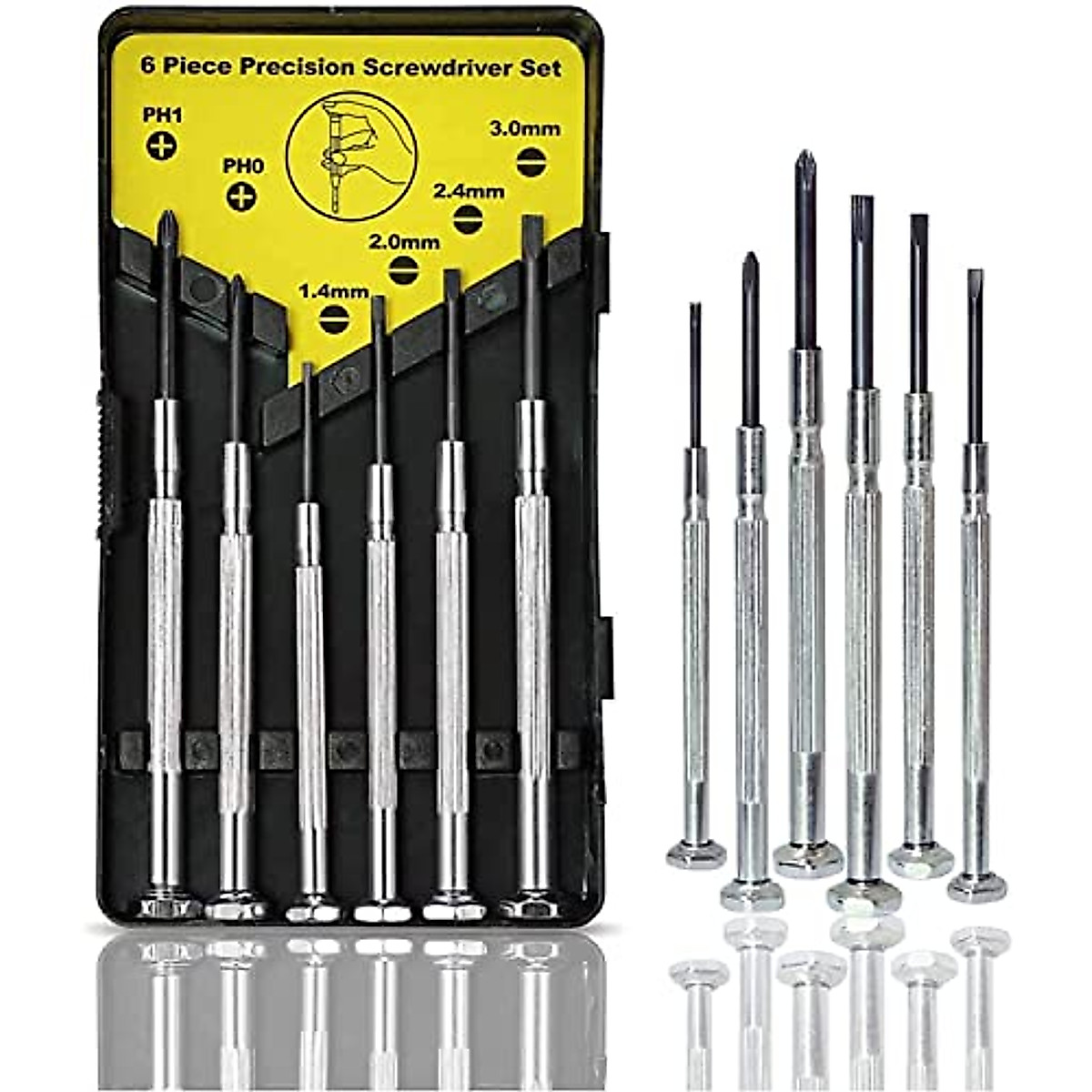 6PCS Mini Screwdriver Set, Precision Small Screwdriver Kit for Jewelry Watch Eyeglass Electronics Repair - Premium Screwdrivers with 6 Different Size Flathead and Phillips, Gadgets Tools for Home