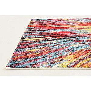 Unique Loom Lyon Collection Modern Abstract Tie-Dye Fireworks Area Rug, 5 x 8 Feet, Multi/Blue