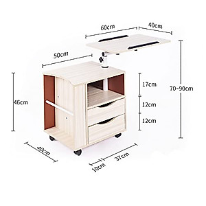 HIGOH Bedside Table Rotatable Notebook Desk Bedside Table Removable Bedroom Side Cabinet Multi-Functional Storage Cabinet