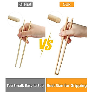 LOROTOCO 50 Pairs Chopsticks Disposable Reusable 9.5" Individually Wrapped Bulk Premium Quality