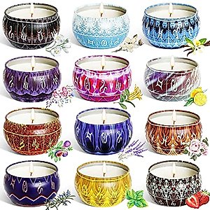 PEILIN 12 Constellations Scented Candles Gift Set 2.5oz Strong Fragrance Aromatherapy Candles Portable Travel Tin Jar Candles Gifts for Home Scented Decoration Birthday Valentine'sDay，Christmas