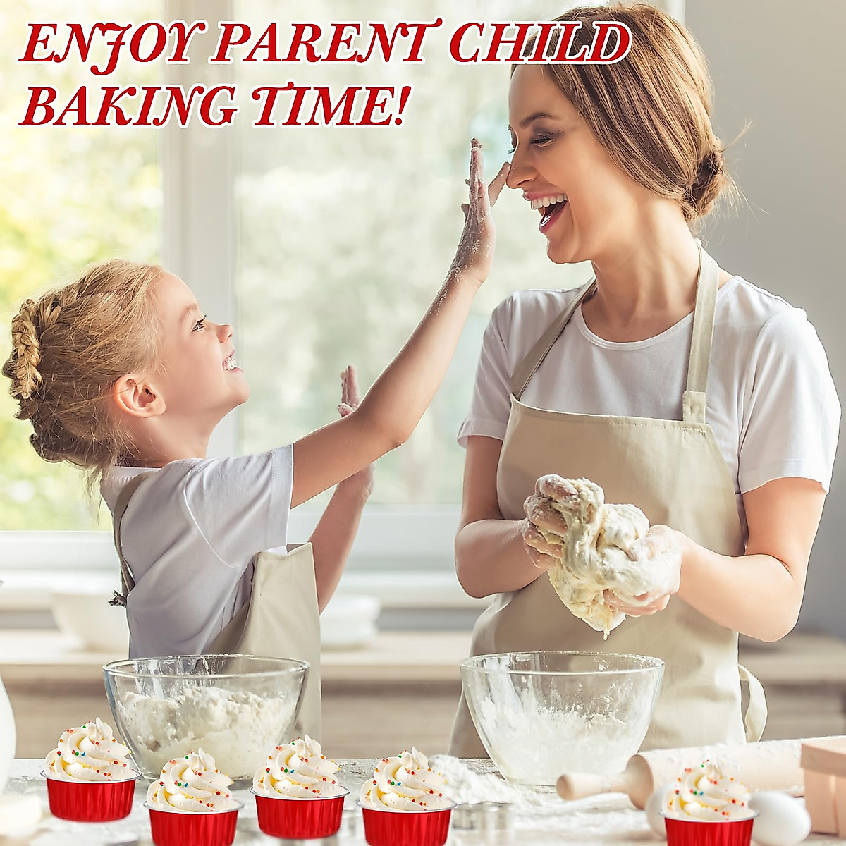 Gejoy 400 Pcs Disposable Ramekins 5 oz Aluminum Foil Baking Cups with Lids Mini Creme Brulee Cupcake Liners Muffin Pans Flan Mold Dessert Tin Container for Wedding Birthday Party(Red)