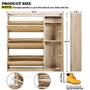 FUQARHY Shoe Cabinet with 3 Flip Drawers & Doors, Modern Slim Shoe Storage Cabinet Free Standing Shoe Organizer Shoe Rack for Boot, Sneaker, Entryway Narrow Shoe Storage for Hallway Living Room