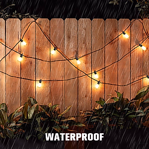 OOOLED Solar String Lights Outdoor Waterproof 35FT with Shatterproof ST38 LED Bulbs, 2700K Solar Lights with Remote, Solar String Lights for Outside, Camping, Yard
