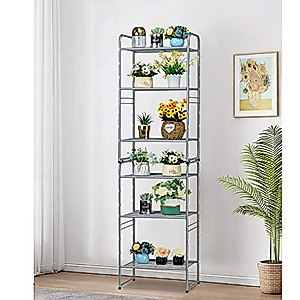 GEORIS 3-Tier Heavy Duty Wire Shelving Unit Storage Rack, Stackable Extendable Plant Stand Organizer with Adjustable Shelf, Water Bottle Storage Holder, Silver