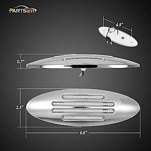 Partsam 10Pcs 6-3/5 Inch Flatline Oval Amber 24LED Side Marker Clearance Lights with Bullet Plug, Front Fender Panel Lights for Semi Trucks, Flush Mount, Waterproof