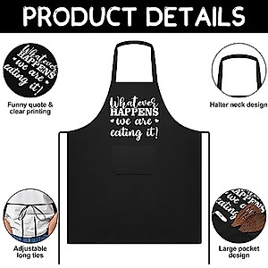 Lallisa Set of 3 Funny Kitchen Apron for Men Black Waterproof Chef Apron with Funny Sayings Pocket Aprons for Men Gift Ideas (Cute Style)
