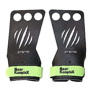 Bear KompleX Black Diamond 3 Hole Hand Grips, Great for Crossfit, Speal, Barbell, Kettle Bell, Ring Work, Gymnastics, Crossfit, Comfort and Support, Protect from Blisters, Reduce Slipping, Men & Women