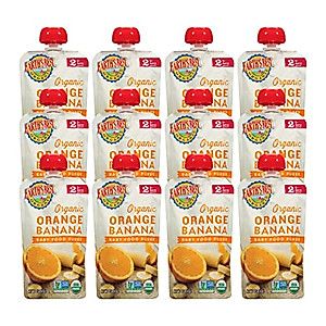 Earth's Best Organic Baby Food Pouches, Stage 2 Fruit Puree for Babies 6 Months and Older, Organic Orange and Banana Puree, 4 oz Resealable Pouch (Pack of 12)