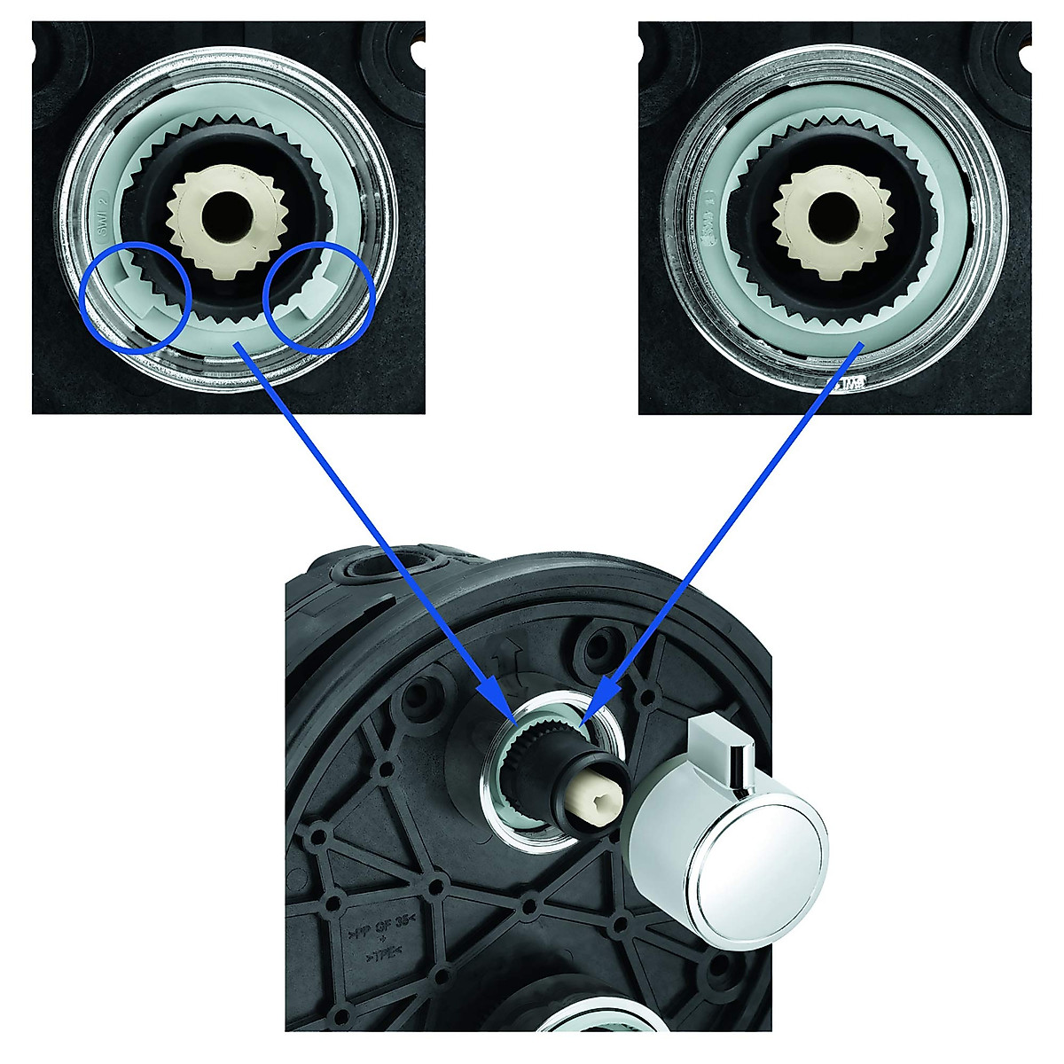 GROHE 14060000 Aquadimmer Stop Ring for Shared Function, Starlight Chrome