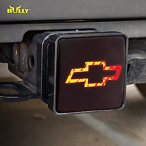 Bully CR-007C Black Finish ABS Plastic Universal Fit Truck Chevrolet Logo LED Brake Light Hitch Cover Fits 2" Hitch Receivers for Trucks from Chevy (Chevrolet), Ford, Toyota, GMC, Dodge RAM, Jeep