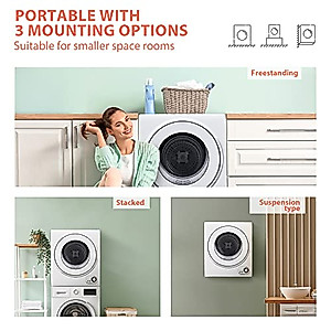 Euhomy 110V Portable Clothes Dryer 850W Compact Laundry Dryers 1.5 cu.ft Front Load Stainless Steel Electric Dryers Machine with Stainless Steel Tub for Apartment,RVs,Dorms,White Easy Control