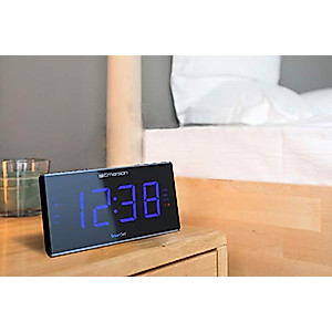 Emerson Smartset Sound Therapy Alarm Clock Radio with White Noise/Nature Sounds 1.8" LED Display Black/Blue, ER100105