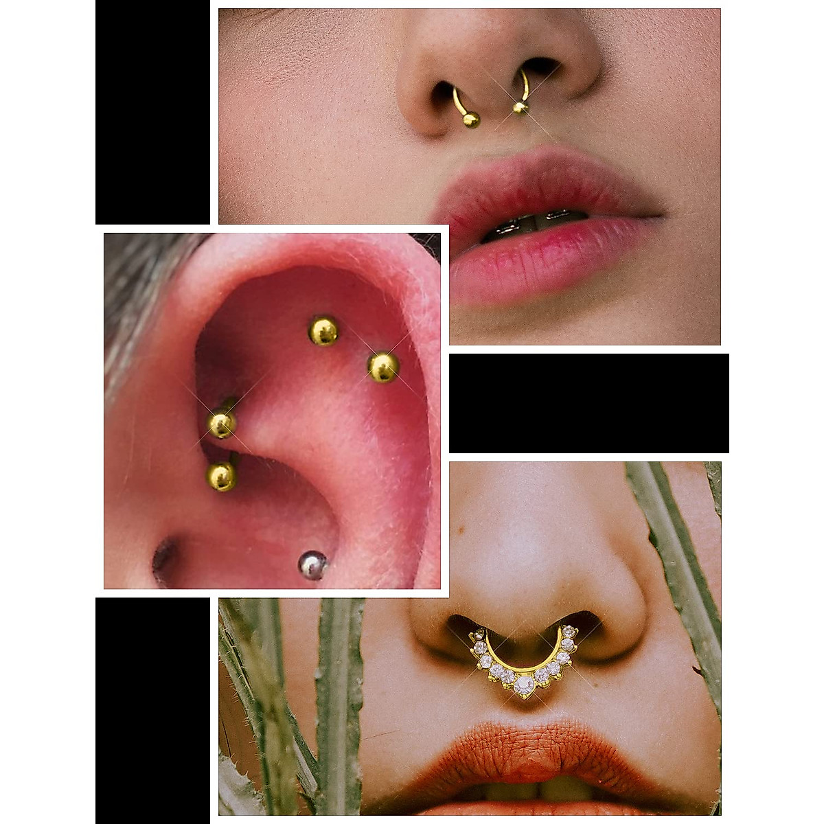 Msndnkwo 16G Septum Ring for Women Men 316L Surgical Stainless Steel Septum Jewelry Nipple Rings Nose Ring Seamless Hinged Segment Clicker CZ Daith Rook Helix Tragus Cartilage Piercing Jewelry