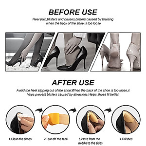 Breathe Easy with 4 Pairs of Antislip-Gel Heel Pads Inserts - Stop Shoe Discomfort and Slipping, Perfect for Too Big Shoes (Pale Apricot+black1)