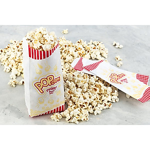 MT Products Small Popcorn Bags - 100 Pack Party Bags | Popcorn Boxes Hold 1 oz of Popcorn Each | Premium Carnival Party Supplies for To-Go Snacks and Treats | Measure 8 x 3.5 Inches