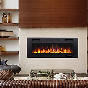 TAVATA 60" Recessed and Wall Mounted Electric Fireplace, Wall Fireplace Electric with Remote Control & Timer, Touch Screen, Adjustable Flame Color and Speed, 750w/1500w