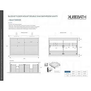 KubeBath Bliss 60" Gray Oak Double Sink Free Standing Modern Bathroom Vanity