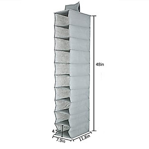 yulumaoyi Hanging Closet Organizer 10 Shelves Closet Organizers and Storage Hanging for Shoe & Cap Storage for Family Baby Room or Nursery Gray (PLNNV-TY)