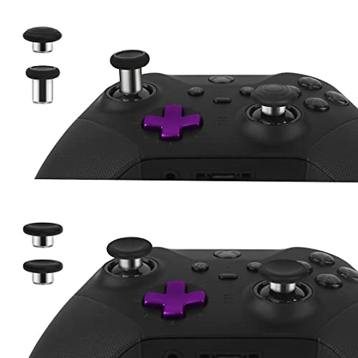 Metal Thumbsticks for Xbox Elite Series 2 Core Controller Accessories, Replacement Magnetic Buttons kit Includes 4 Swap Magnetic Joysticks, 4 Paddles, 1 Standard D-Pads (Purple)