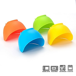 Guppy Egg Poacher Food Grade Nonstick Silicone Cups Egg Poaching Poached Egg Cooker with Ring Standers for Microwave or Stovetop Eggs Boiler Molds Poachers, BPA Free, Extra Silicone Oil Brush, 4 Pack