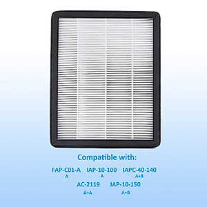 IAF-H-100A True HEPA Idylis A Replacement Filter, Compatible with FAP-C01-A, Idylis Air Purifiers AC-2119, IAP-10-100, IAP-10-150, IAPC-40-140, Part # 1150096, 2 HEPA + 2 Carbon Pre-filters