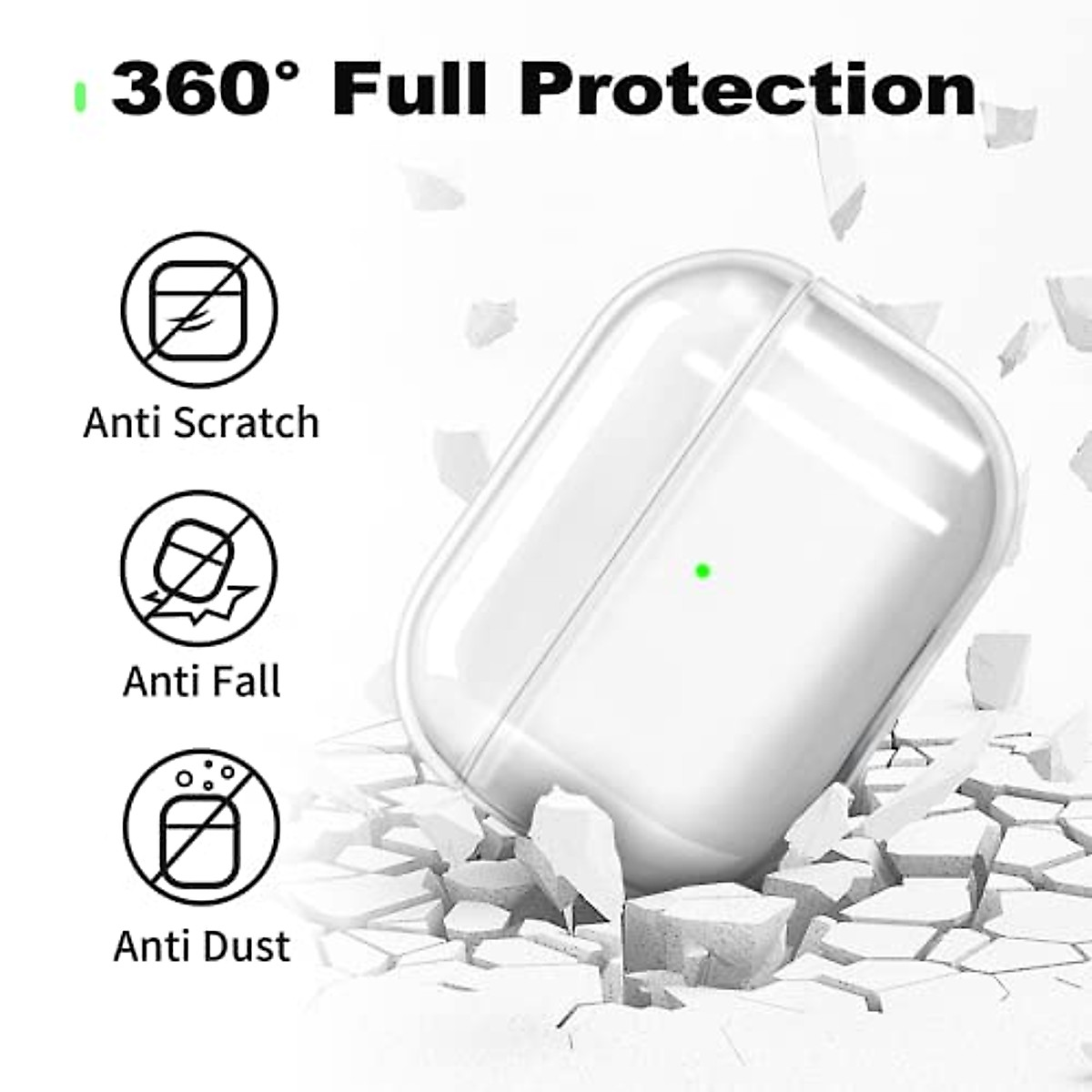 Foweroty Compatible Airpods Pro 2/1 Case Clear, Soft TPU Transparent Protective Cover for Women Men Shockproof iPods Pro 2 Case Skin for Airpods Pro 2/1 Charging Case，Clear