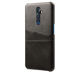 HualuBro Oppo Reno 2Z / 2F Case, Premium PU Leather Ultra Slim Shockproof Back Bumper Phone Case Cover with Card Slot Holder for Oppo Reno 2Z / 2F Phone Case (Black)