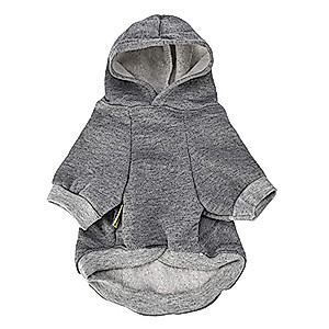 Winter Warm Hoodies Small Cat Dog Outfit Pet Pullover Pet Apparel Clothes Dog Christmas Costumes Cute Puppy Sweatshirt Grey X-Small
