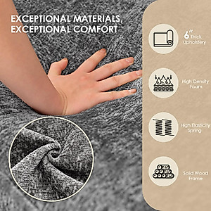 Siiejia Convertible Sectional Couch Sofa, 82" Chenille L Shaped Couch with Reversible Chaise, 3-Seat Comfy Couch Sofa Set for Living Room Apartment Small Space, Dark Grey