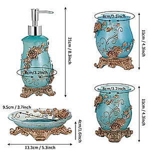 SLiipy Pig Bathroom Accessories Set, 4 Pcs Marble Look Bathroom Decor Set , Resin Gift Set Apartment Necessities, Include Dispenser Pump, Bar Soap Dish, Toothbrush Holder and Tumbler.