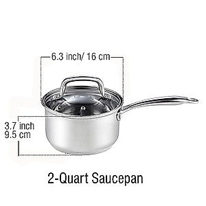 Cook N Home Lid 2-Quart Stainless Steel Saucepan, Silver