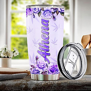 WONWIX Personalized Panda Tumbler Gifts For Women, Girls, Daughter, Cute Coffee Mug Drinking Cup Water Bottle Birthday Christmas Valentine Mothers Day 20oz Stainless Steel Tumblers With Lids