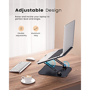 JOIOT Laptop Stand, Adjustable Laptop Stand for Desk, Aluminum Computer Stand Portable Laptop Riser, Foldable Laptop Holder for Mac HP ASUS Acer Surface ThinkPad Dell Lenovo